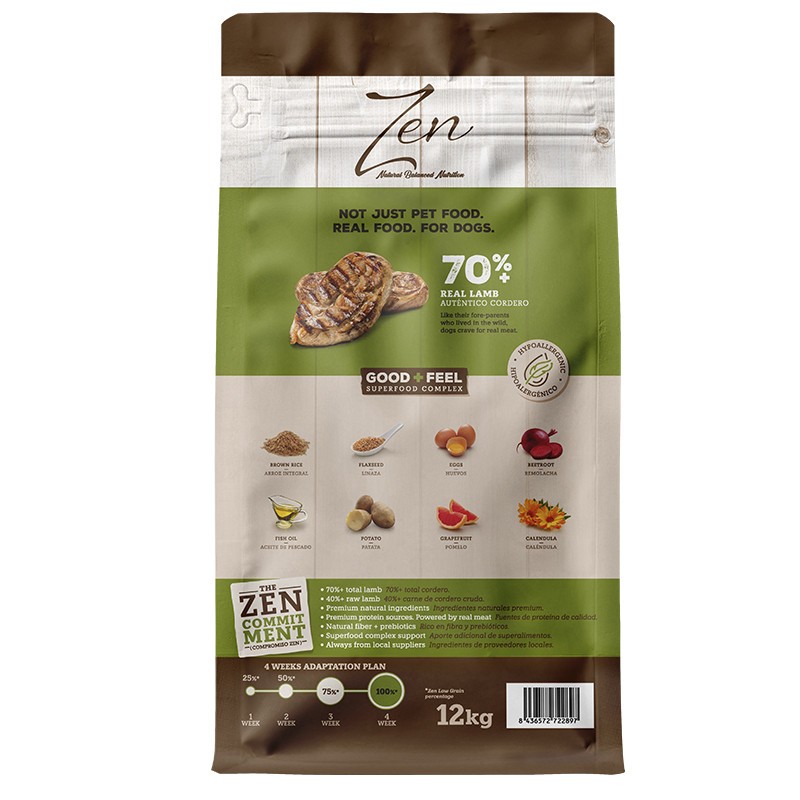 Zen Low Grain complete lamb food for adult dogs